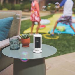 Ring Cam Plus Battery-Powered White Wireless 2K Outdoor Cylinder Smart ...