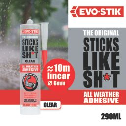 Evo-Stik Sticks Like Sh*t Solvent-Free All-Weather Adhesive Clear 290ml ...