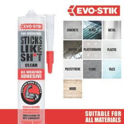 Evo-Stik Sticks Like Sh*t Solvent-Free All-Weather Adhesive Clear 290ml ...