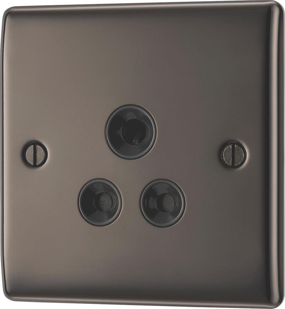 British General Nexus Metal 5a 1 Gang Unswitched Round Pin Socket Black