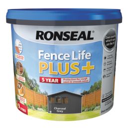 Ronseal Fence Life Plus 9Ltr Charcoal Grey Shed & Fence Paint - Screwfix