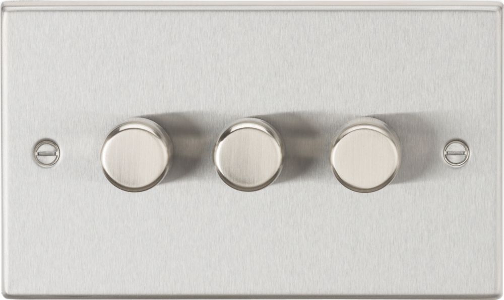 Knightsbridge 3-Gang 2-Way LED Intelligent Dimmer Switch Brushed Chrome ...