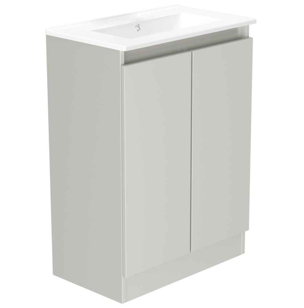 Newland Double Door Floor Standing Vanity Unit with Basin Matt Pearl ...