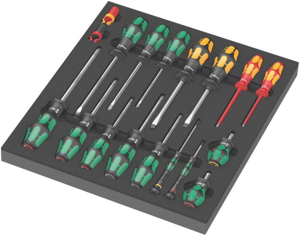 Wera 9710 (1) Foam Insert Mixed Screwdriver Set 18 Pcs - Screwfix