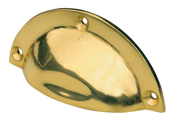 Essentials Shell Drawer Pull 90mm Polished Brass - Screwfix
