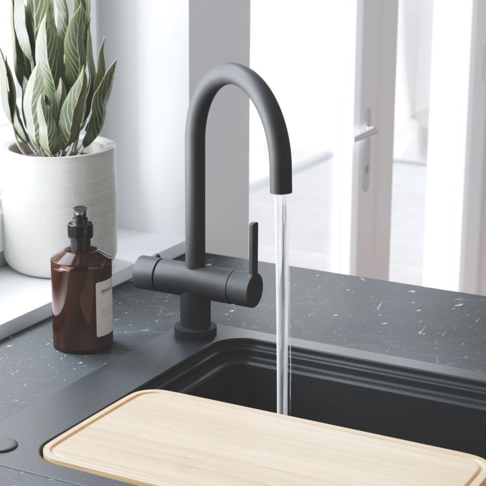 Swirl Danube 3-in-1 Instant Boiling Water Tap Matt Black - Screwfix