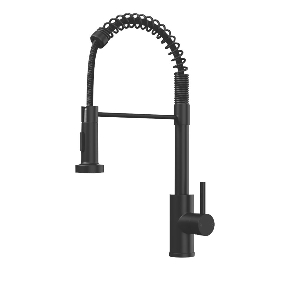 ETAL Contra Pull-Out Kitchen Mixer Tap Matt Black - Screwfix