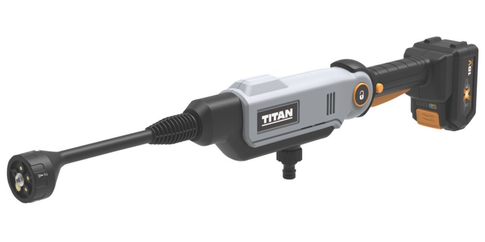 Titan TTI855PRW 22bar 18V 1 x 5.0Ah Li Ion Cordless Hand Held Pressure Washer Screwfix