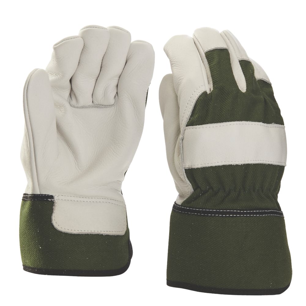 Verve Leather Garden Rigger Gloves Green Large - Screwfix