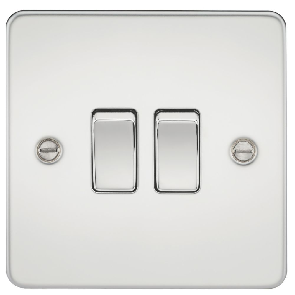 Knightsbridge 10AX 2-Gang 2-Way Light Switch Polished Chrome - Screwfix