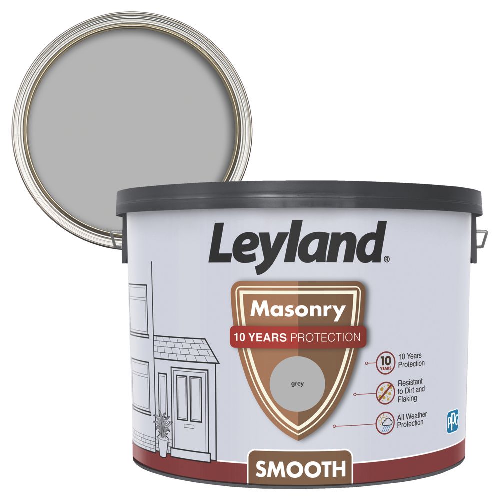 Leyland Retail 10Ltr Smooth Grey Masonry Paint - Screwfix