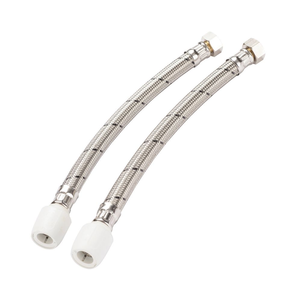 Hep2O Push-Fit Flexible Tap Connectors 15mm x 1/2" x 300mm 2 Pack ...