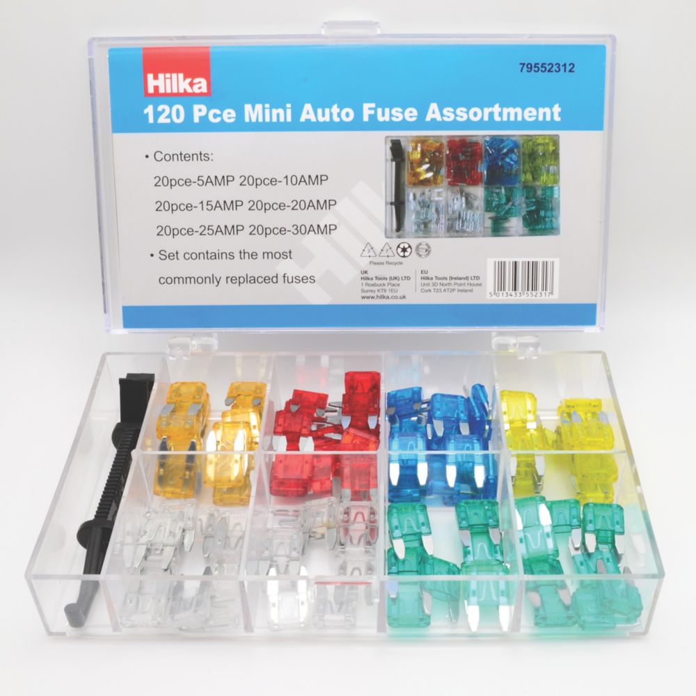 Hilka Pro-Craft Mini Blade Fuses 120 Pieces | Components | Screwfix.com