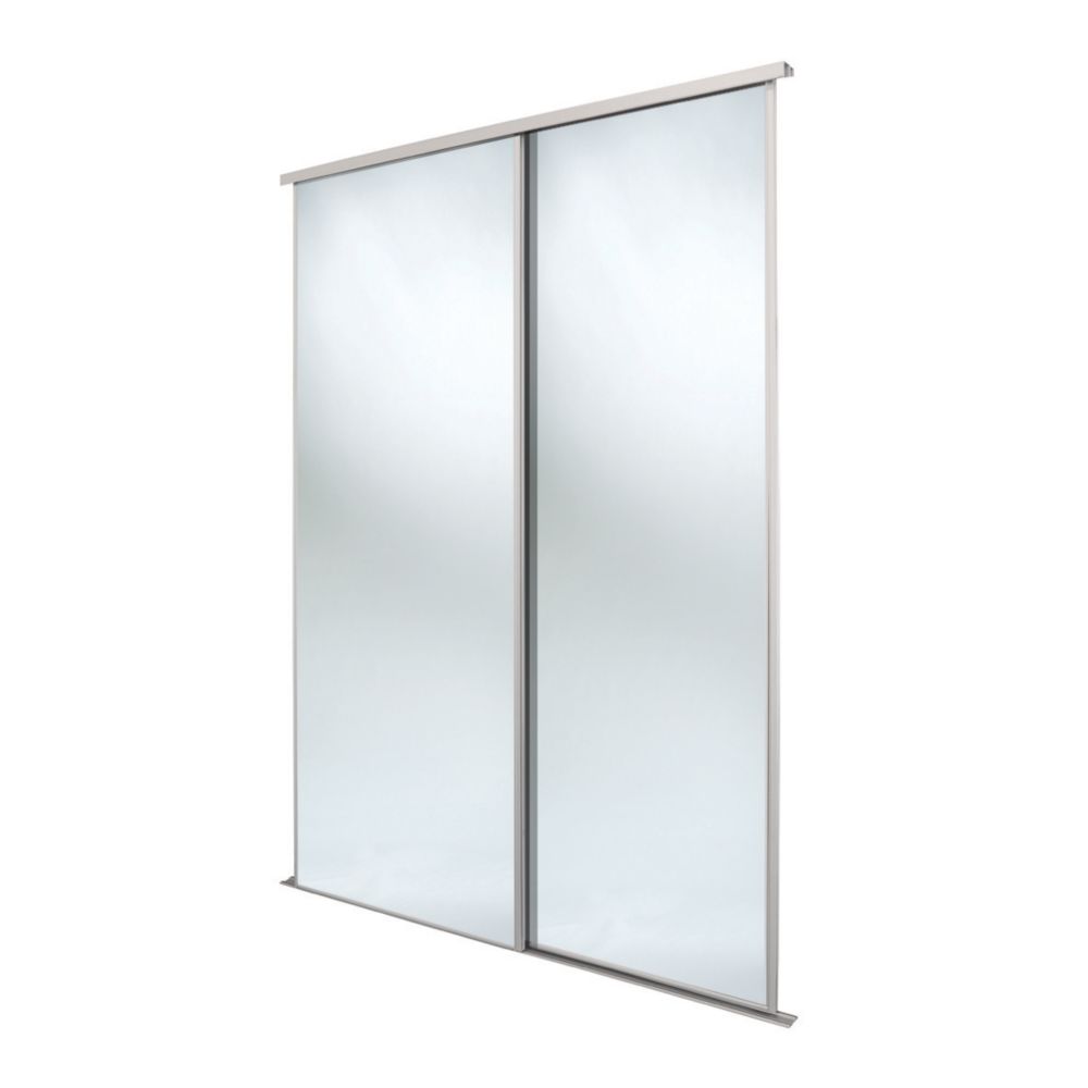 Spacepro Classic 2-Door Sliding Wardrobe Door Kit Cashmere Frame Mirror ...