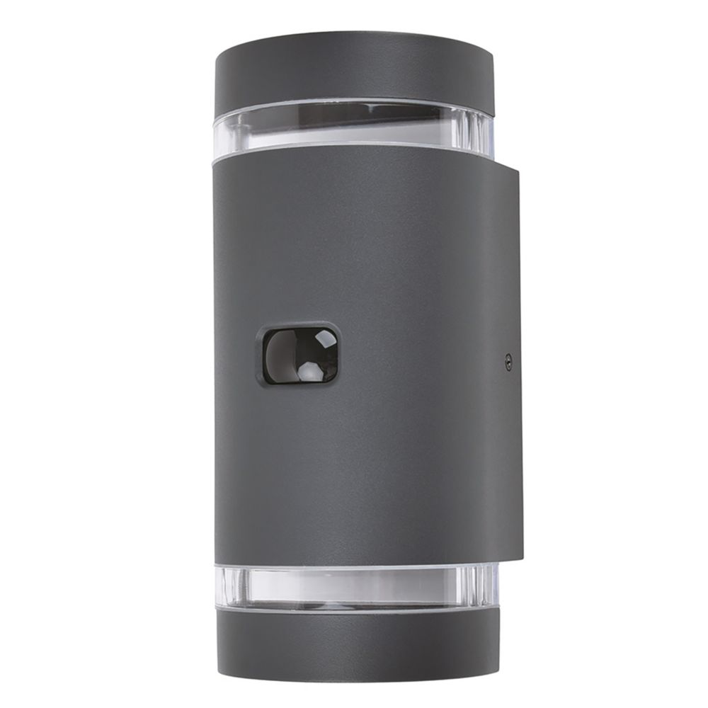 Lutec Focus Outdoor Up/Down Wall Light With PIR Sensor Dark Grey - Screwfix
