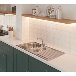 Clearwater Okio 1.5 Bowl Stainless Steel Kitchen Sink 1000mm x 500mm ...