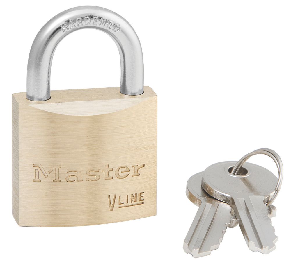 Master Lock 4130 V Line Padlock Brass 30mm - Screwfix