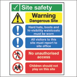 Essentials Warning "Site Safety" Signs 400mm x 300mm 50 Pack - Screwfix