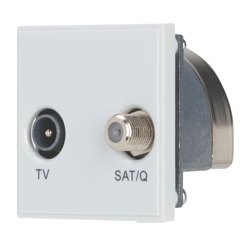 Contactum Media Modular Coaxial TV & F-Type Satellite Socket White ...