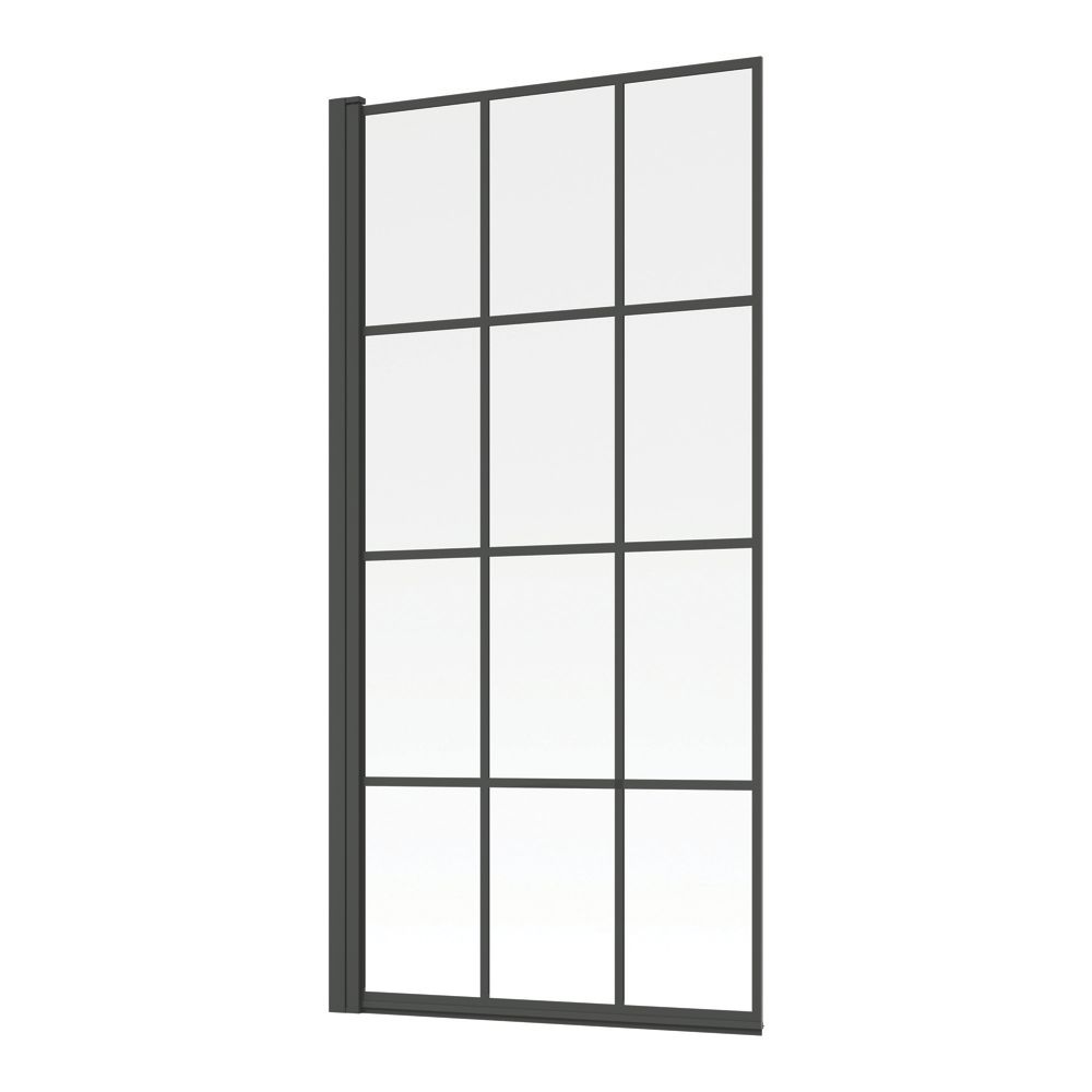 Framed Matt Black Bath Screen Reversible 800mm x 1500mm - Screwfix
