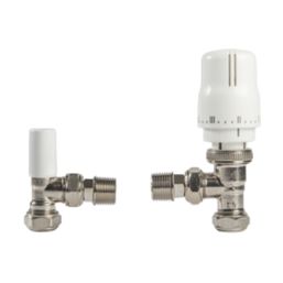 Myson Plus White Angled Thermostatic TRV & Lockshield 15mm x 1/2 ...