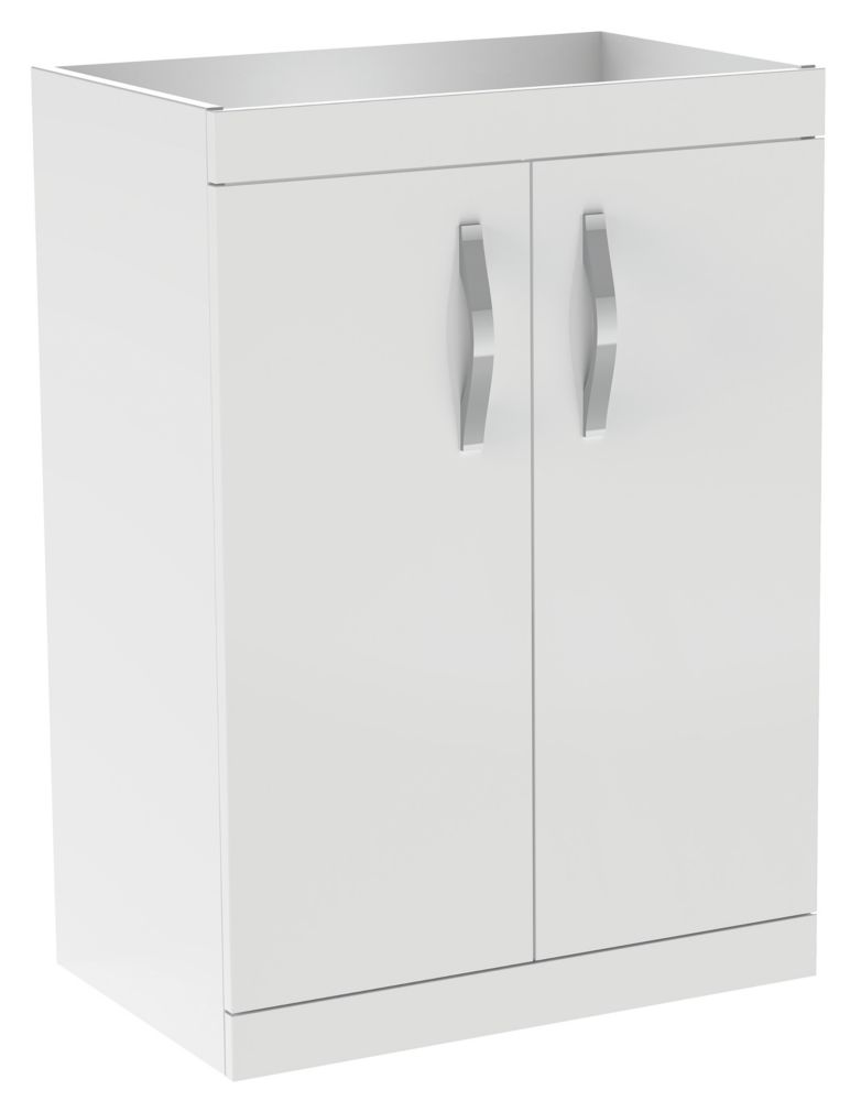 Ablis Freestanding Vanity Unit Gloss White 600mm x 390mm x 844mm - Screwfix