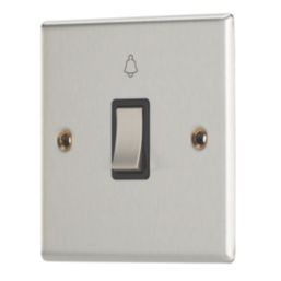 Contactum Iconic 10AX 1-Gang 1-Way Retractive Bell Switch Brushed Steel ...
