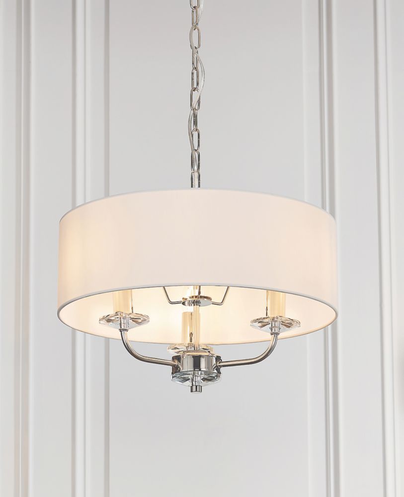 Quay Design Polaris 3-Light Pendant Bright Nickel - Screwfix