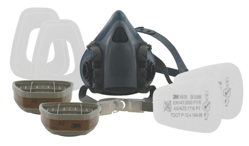 3M 7523 Half Mask Respirator & Filter Kit Large A2-P3 - Screwfix