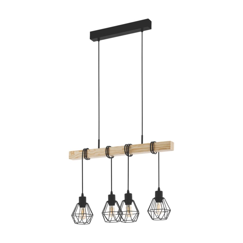 Eglo Townshend 5 Pendant Light Black/Brown - Screwfix