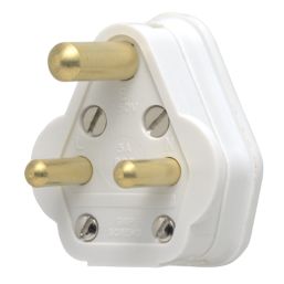 MK 5A Unfused Round Pin Plug White - Screwfix
