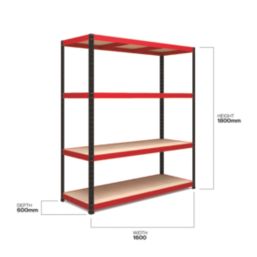 RB Boss 4-Tier Metal Garage Shelving Unit 1600mm x 600mm x 1800mm ...