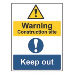 Essentials "Warning Construction Site Keep Out" Sign 400mm x 300mm ...