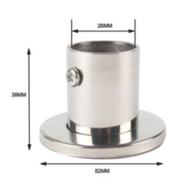 Essentials Rail End Sockets Polished Stainless Steel 25mm 2 Pack - Screwfix