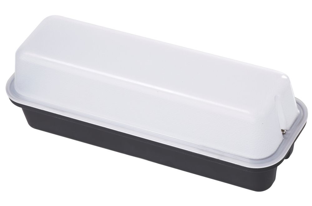 LAP Zelto Outdoor Rectangular LED Bulkhead Black 8W 850lm - Screwfix