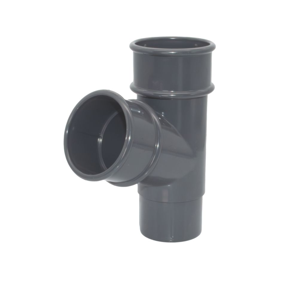 FloPlast MiniFlo Round Downpipe Branch Anthracite Grey 50mm - Screwfix