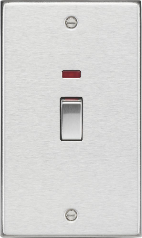 Knightsbridge 45A 2-Gang DP Control Switch Brushed Chrome with LED ...