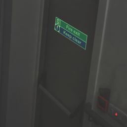 Essentials Photoluminescent "Fire Exit Keep Clear" Sign 150mm x 400mm ...