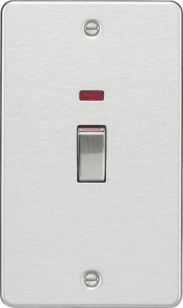 Knightsbridge 45A 2-Gang DP Control Switch Brushed Chrome with LED ...
