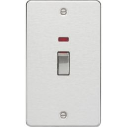 Knightsbridge 45A 2-Gang DP Control Switch Brushed Chrome with LED ...