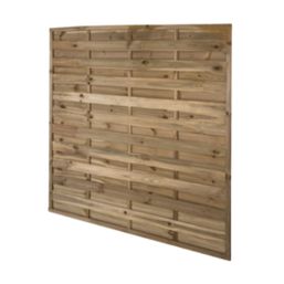 Forest Flat Double-Slatted Fence Panels Natural Timber 6' x 6' Pack of ...
