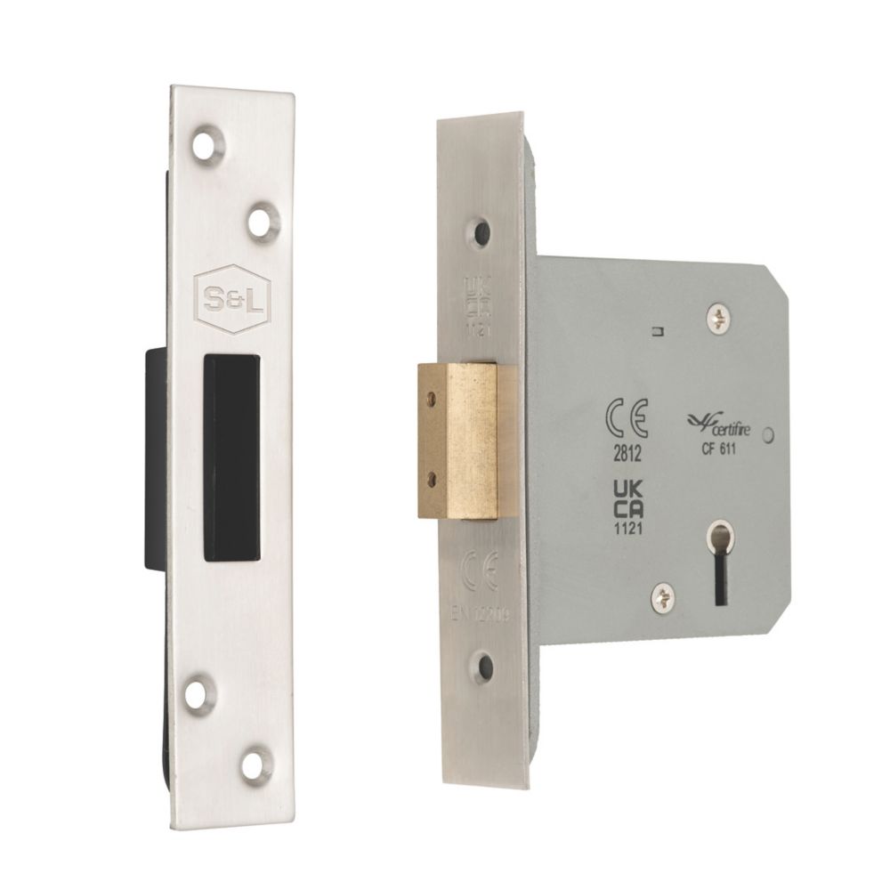 Smith & Locke Fire Rated 5 Lever Nickel Deadlock 76mm Case - 57mm ...