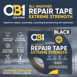 OB1 Repair Tape Extreme Strength Black 20m x 50mm - Screwfix