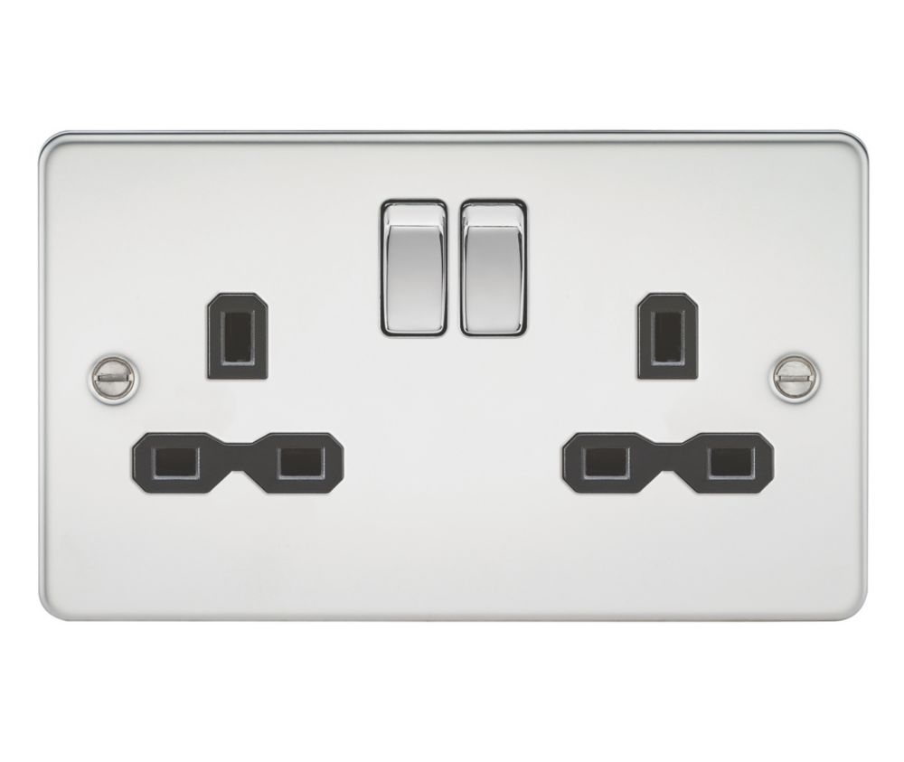 Knightsbridge 13A 2-Gang DP Switched Double Socket Polished Chrome with ...