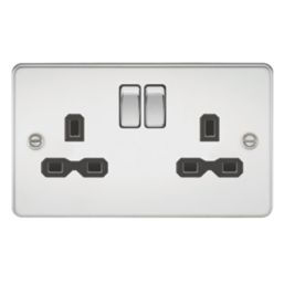 Knightsbridge 13A 2-Gang DP Switched Double Socket Polished Chrome with ...