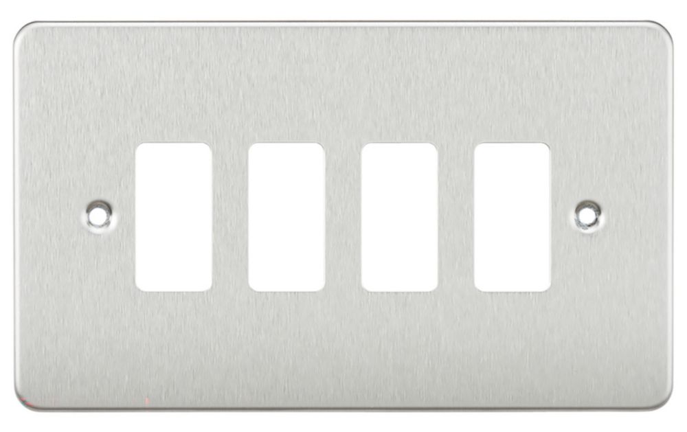 Knightsbridge 4-Module Grid Faceplate Brushed Chrome - Screwfix