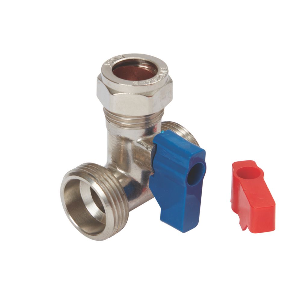 Flomasta Compression Tee Valve 15mm x 3/4" x 3/4" - Screwfix