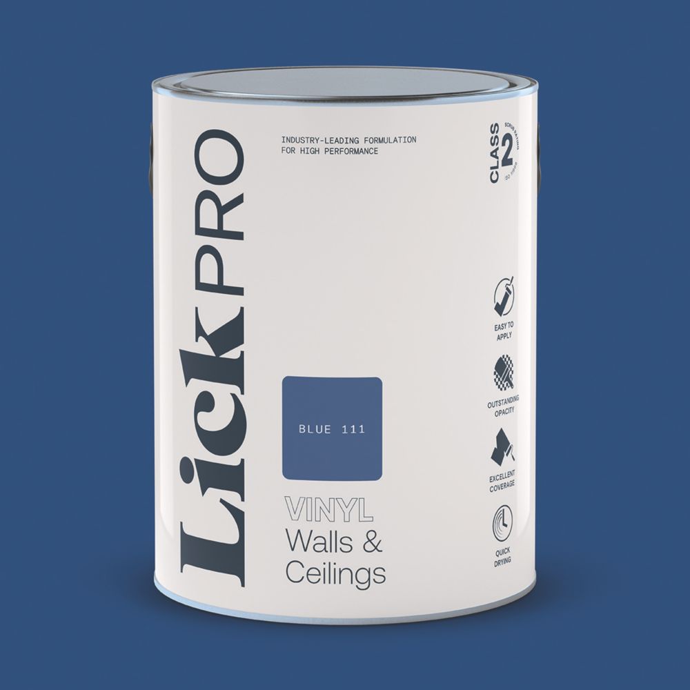 LickPro 5Ltr Blue 111 Vinyl Matt Emulsion Paint - Screwfix
