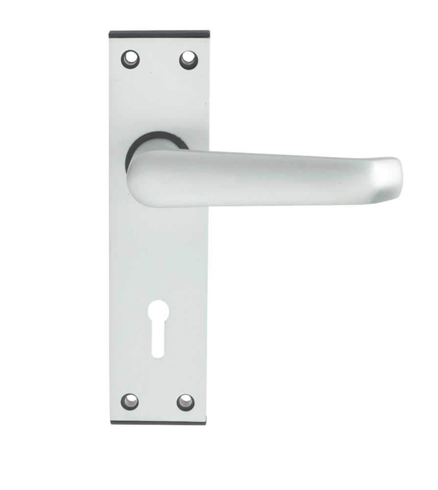 Union Ambassador Lock Door Handle Pair Satin Aluminium - Screwfix