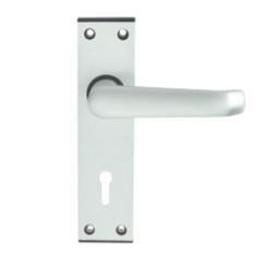 Union Ambassador Lock Door Handle Pair Satin Aluminium - Screwfix